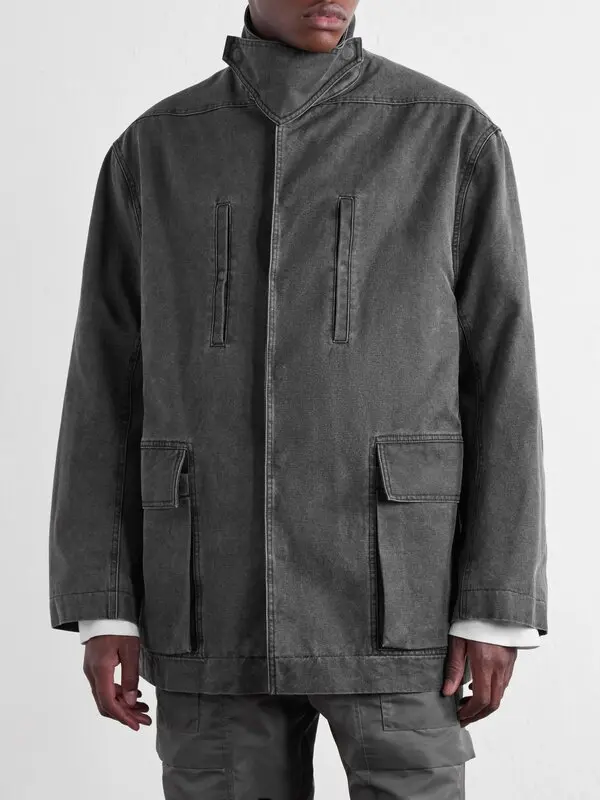 Rick Owens Padded Washed Cotton-canvas Coat - Gray