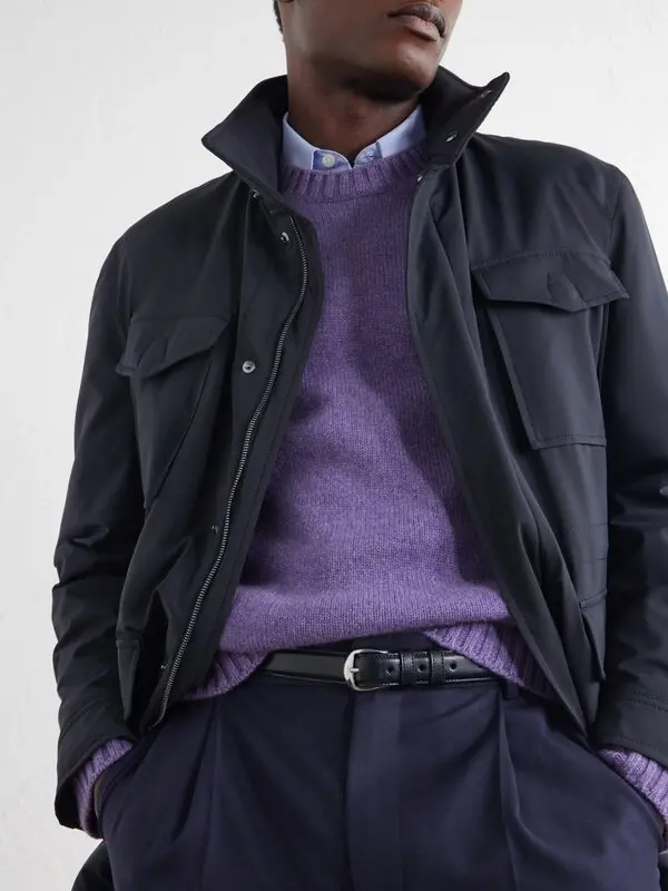 Brioni Saharianan Leather-trimmed Shell Jacket