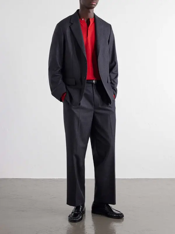 ATON Pleated Straight-leg Merino Wool Suit Trousers