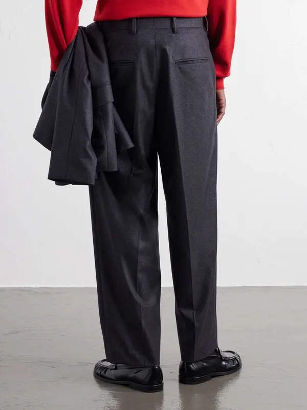 ATON Pleated Straight-leg Merino Wool Suit Trousers