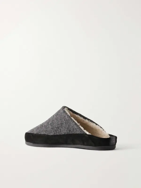 Mulo Suede-trimmed Felt Slippers