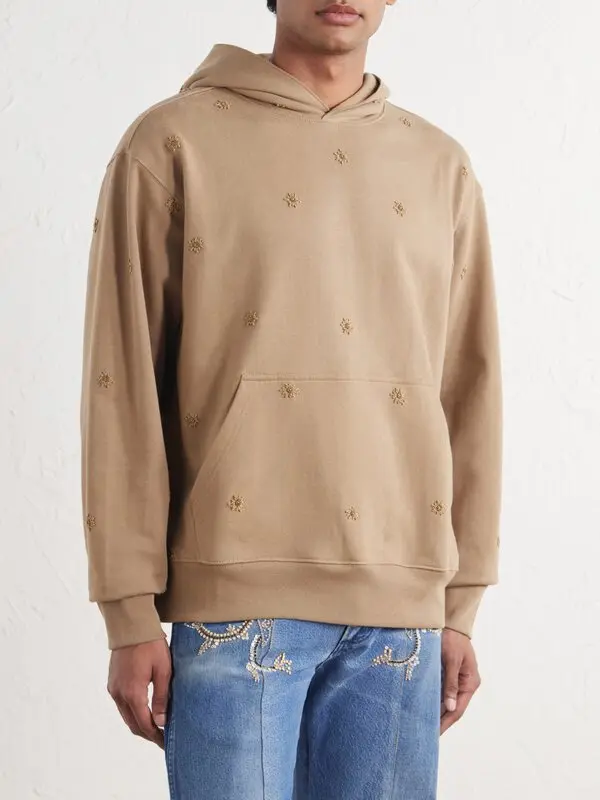 KARTIK RESEARCH Bead-embellished Embroidered Cotton-jersey Hoodie