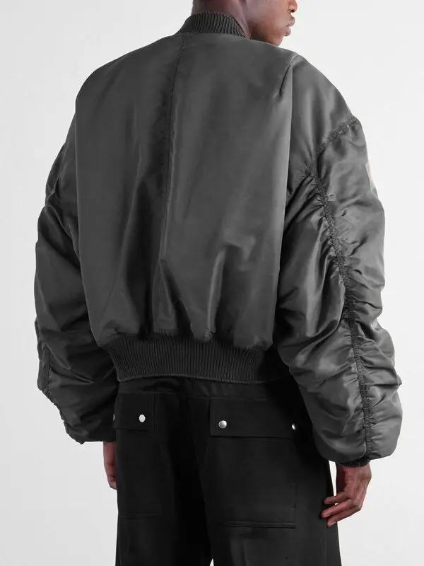 Rick Owens Cropped Appliquéd Shell Bomber Jacket