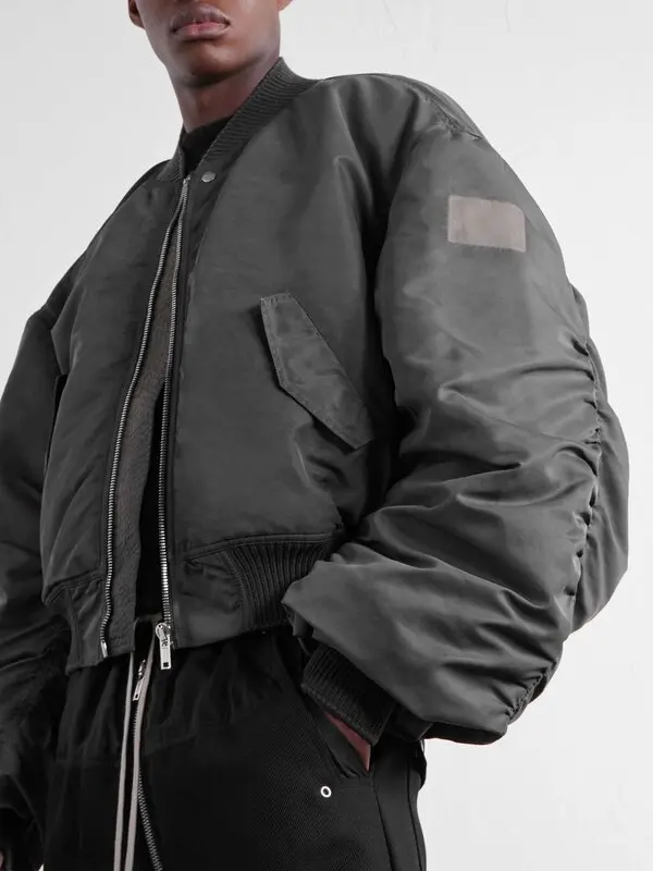 Rick Owens Cropped Appliquéd Shell Bomber Jacket