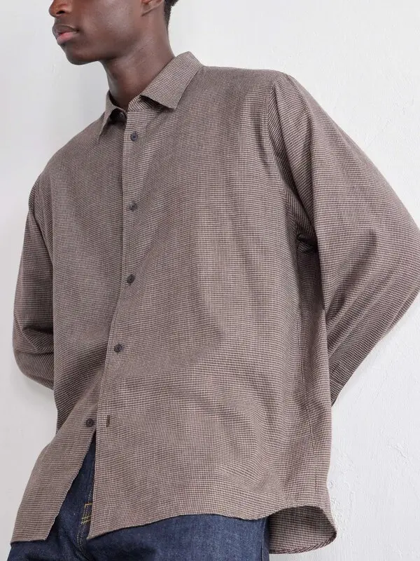 ATON Checked Cotton And Yak-blend Shirt