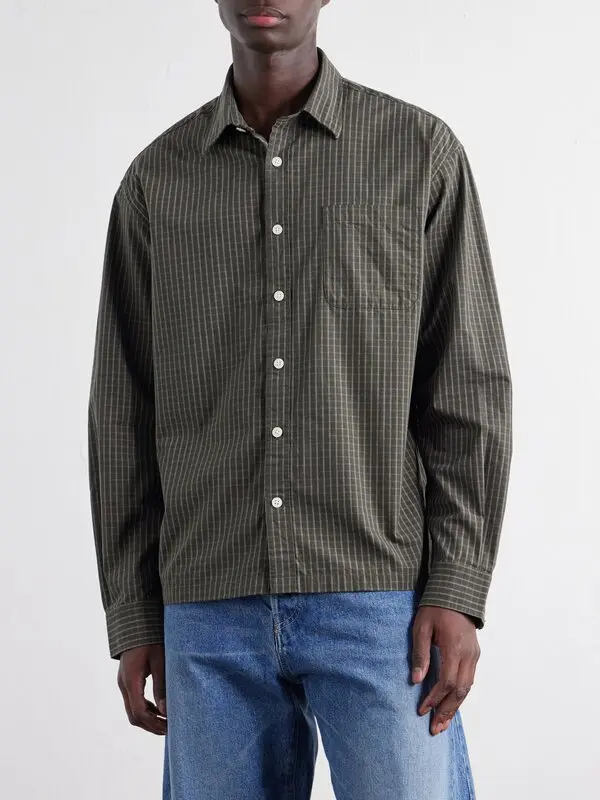 Nn07 Deon 50035 Checked Woven Organic Cotton Shirt - Green