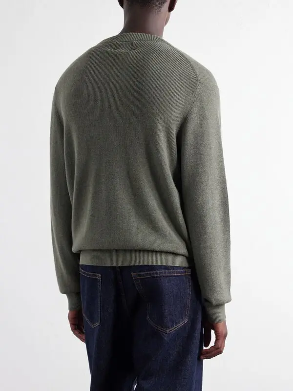 Nn07 Hope Rib Crew 60060 Organic Cotton And Cashmere-blend Sweater - Green
