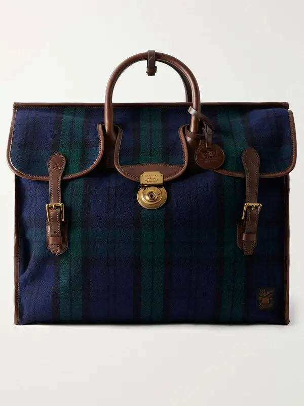 Polo Ralph Lauren Checked Leather-trimmed Flannel Weekend Bag