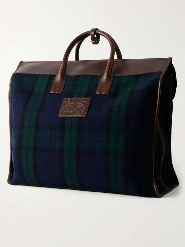 Polo Ralph Lauren Checked Leather-trimmed Flannel Weekend Bag