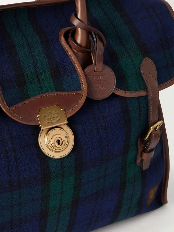 Polo Ralph Lauren Checked Leather-trimmed Flannel Weekend Bag