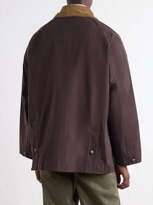 Barbour Bedale Corduroy-trimmed Waxed Woven Jacket