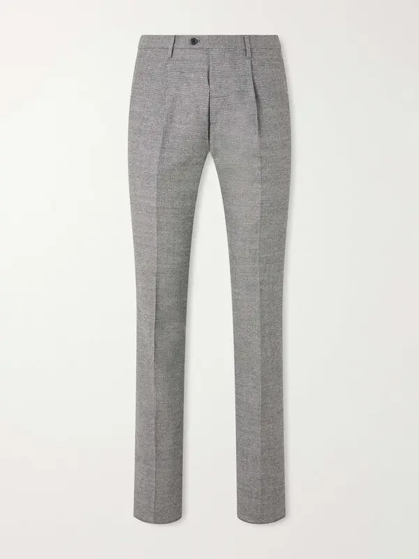 SLOWEAR Incotex Straight-leg Houndstooth Wool-blend Trousers