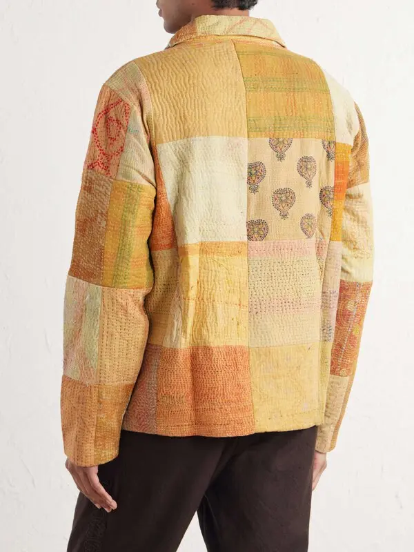 KARTIK RESEARCH Vintage Kantha Patchwork Quilted Cotton-voile Jacket