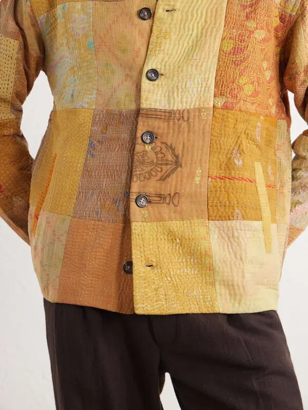 KARTIK RESEARCH Vintage Kantha Patchwork Quilted Cotton-voile Jacket