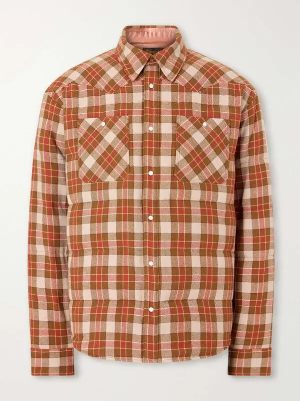 Visvim Kerchief Checked Wool And Linen-blend Down Jacket