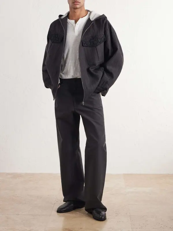 KARTIK RESEARCH Hooded Embroidered Wool And Linen-blend Canvas Jacket