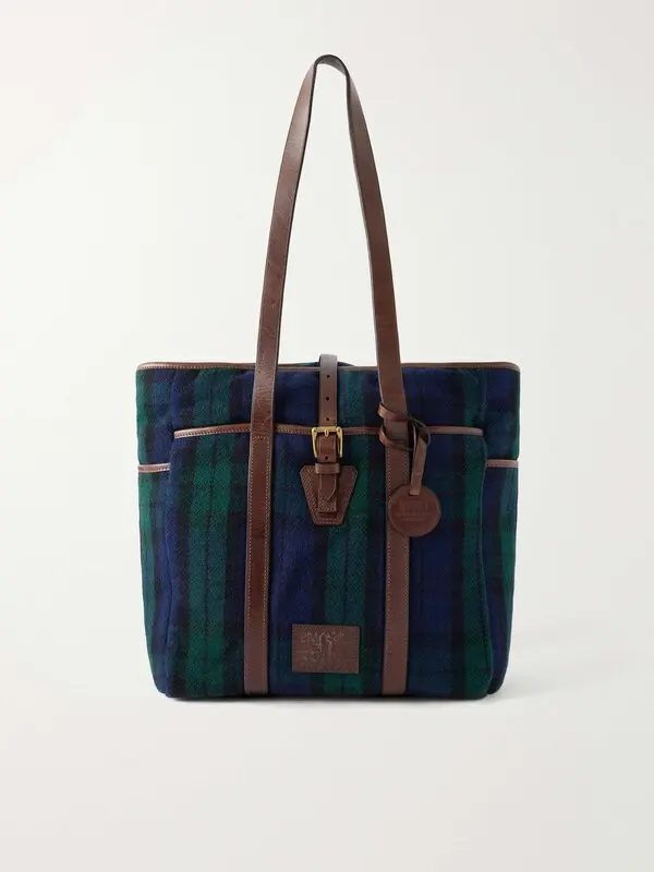 Polo Ralph Lauren Checked Leather-trimmed Flannel Tote Bag