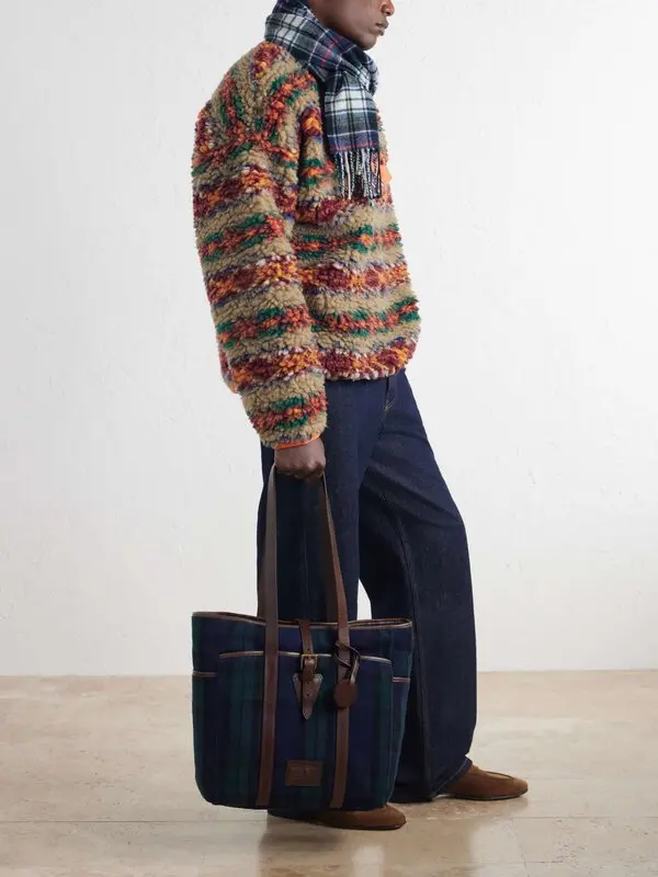 Polo Ralph Lauren Checked Leather-trimmed Flannel Tote Bag