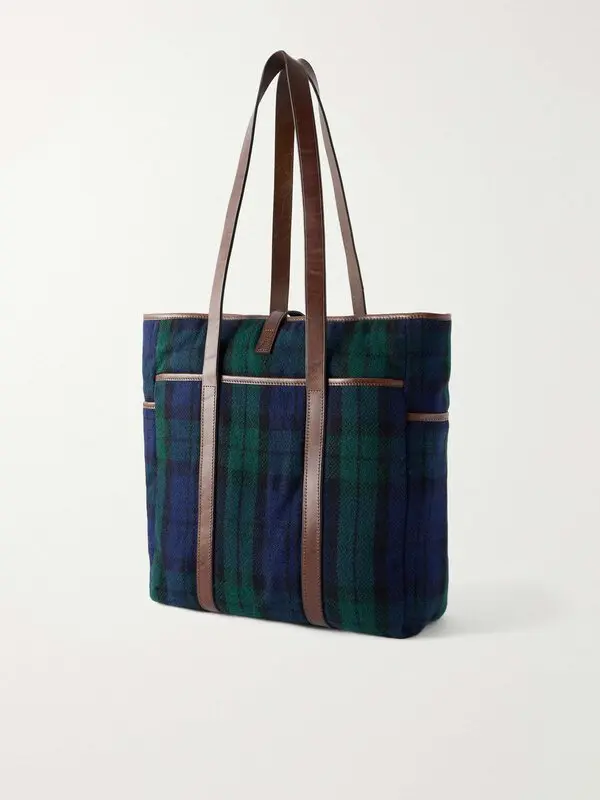 Polo Ralph Lauren Checked Leather-trimmed Flannel Tote Bag