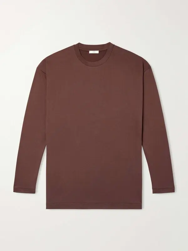 ATON Cotton-jersey T-shirt - Brown