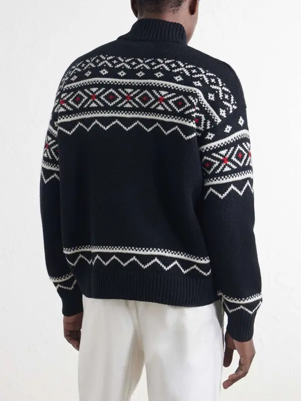 Polo Ralph Lauren Intarsia-knit Wool Half Zip-up Sweater