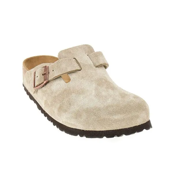BIRKENSTOCK Boston' Suede Leather Sabot - Grey