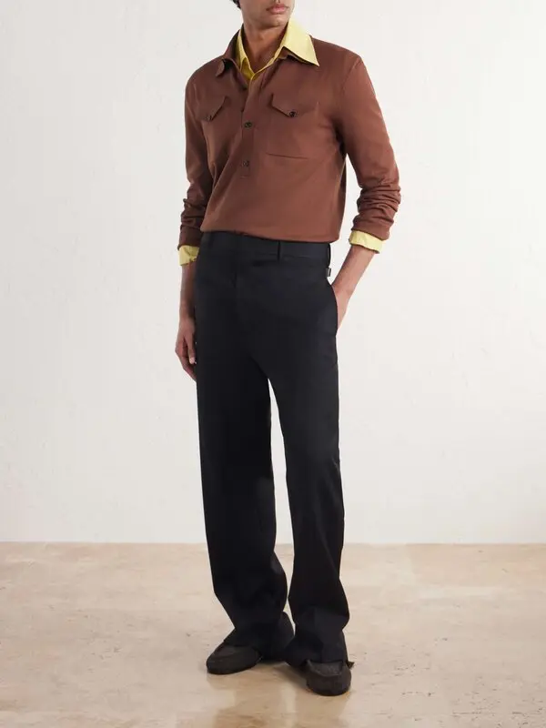 Bottega Veneta Logo-embroidered Wool-blend Polo Sweater