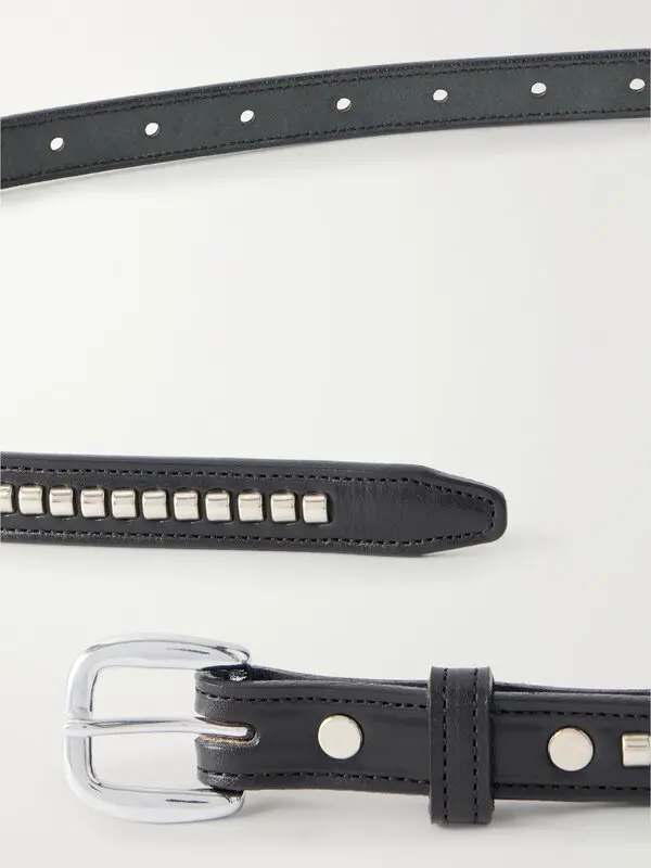 MONITALY Extra Long Clincher 1.5cm Studded Leather Belt