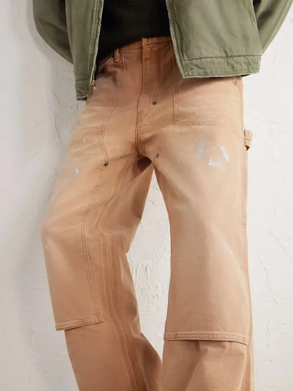 Polo Ralph Lauren Wide-leg Paint-splattered Cotton-canvas Trousers