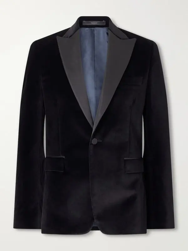 Paul Smith Satin-trimmed Cotton-velvet Tuxedo Jacket - Black