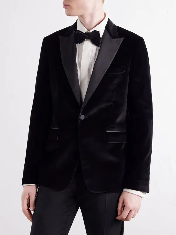 Paul Smith Satin-trimmed Cotton-velvet Tuxedo Jacket