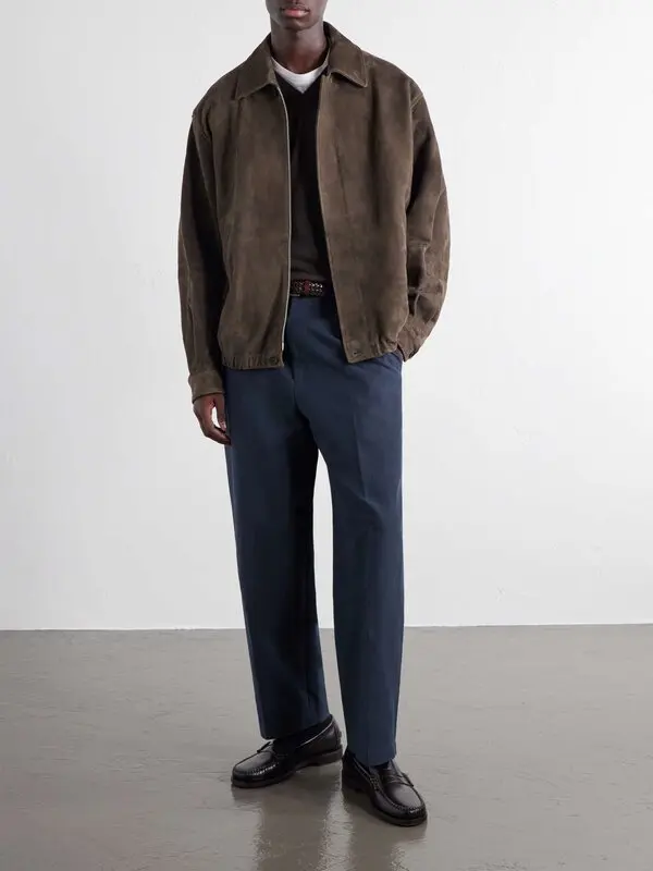ATON Pleated Tapered Cotton Trousers