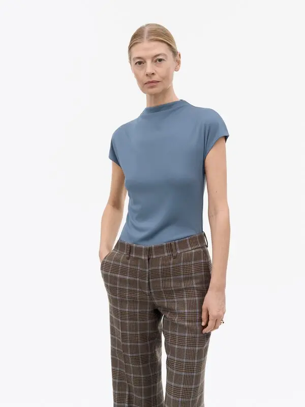 Tiger Of Sweden Alitta Slim Cap-sleeve Top - Blue Grey