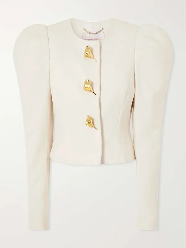 Carolina Herrera Embellished Stretch-wool Jacket - Ivory