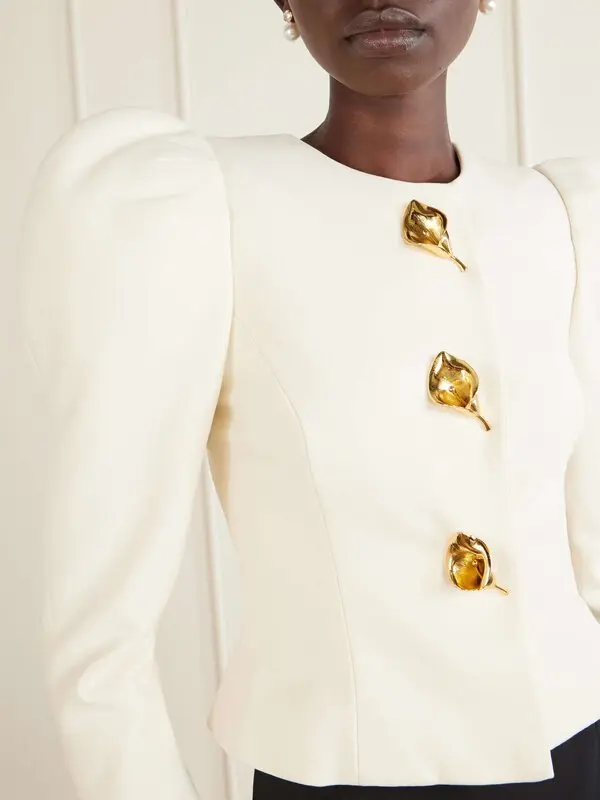 Carolina Herrera Embellished Stretch-wool Jacket - Ivory