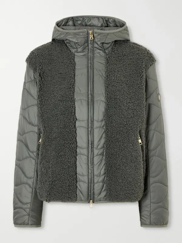 Bogner Bibi Quilted Plush-trim Shell Jacket - Green