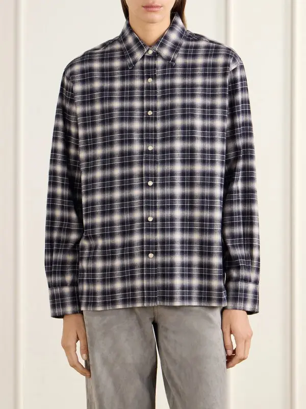 Still Here Noon Checked Cotton-blend Shirt - Blue