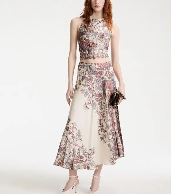 Marella Satin Paisley Print Skirt