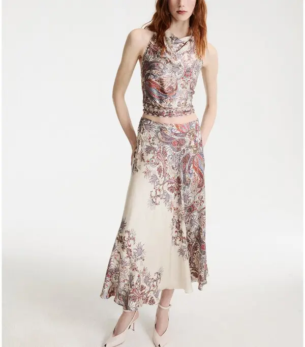 Marella Satin Paisley Print Skirt
