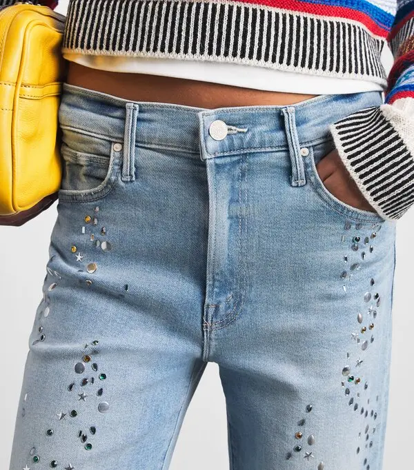 MOTHER Embellished The Kick It Straight Jeans