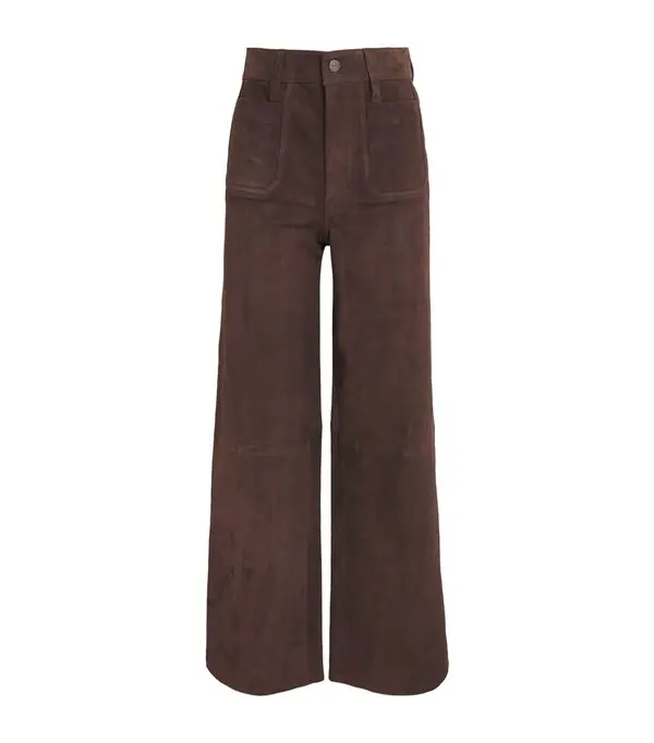 FRAME Suede Le Slim Palazzo High-rise Wide-leg Jeans