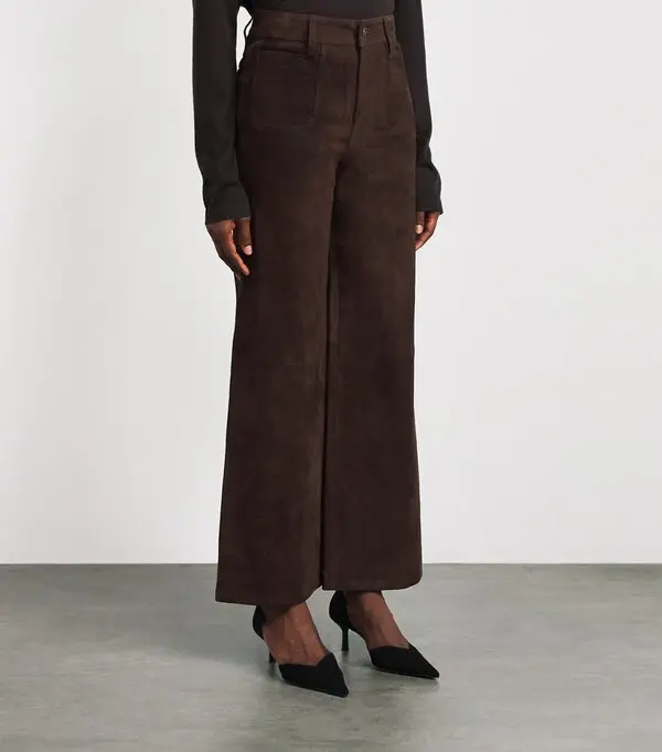 FRAME Suede Le Slim Palazzo High-rise Wide-leg Jeans