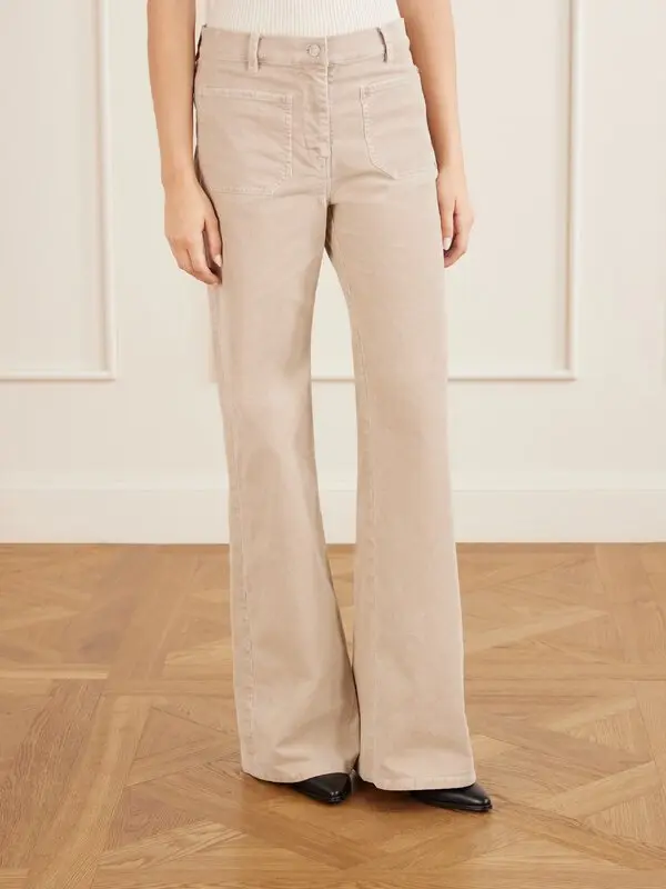 NILI LOTAN Florence Cotton-blend Corduroy Flared Pants - Neutrals