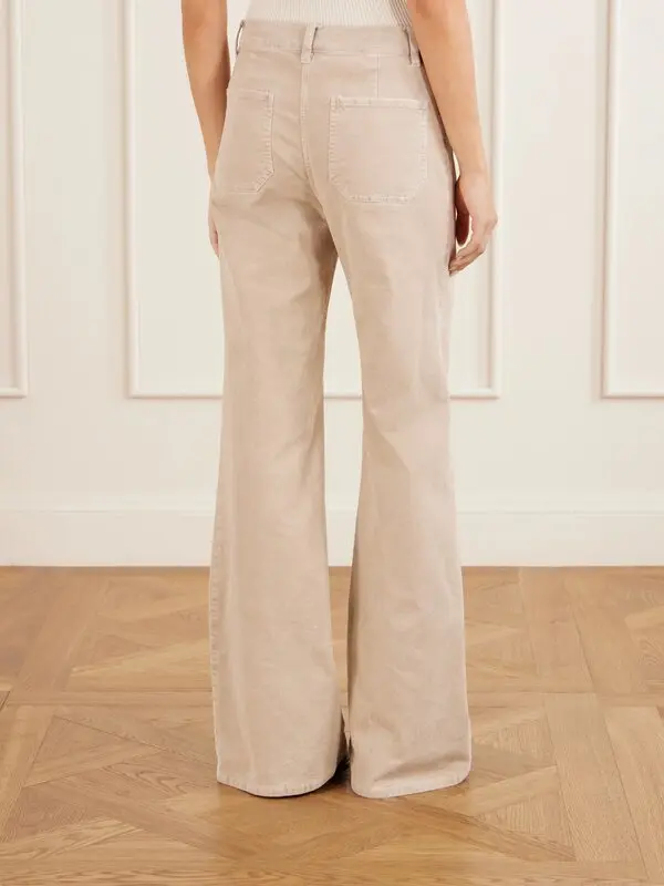 NILI LOTAN Florence Cotton-blend Corduroy Flared Pants - Neutrals