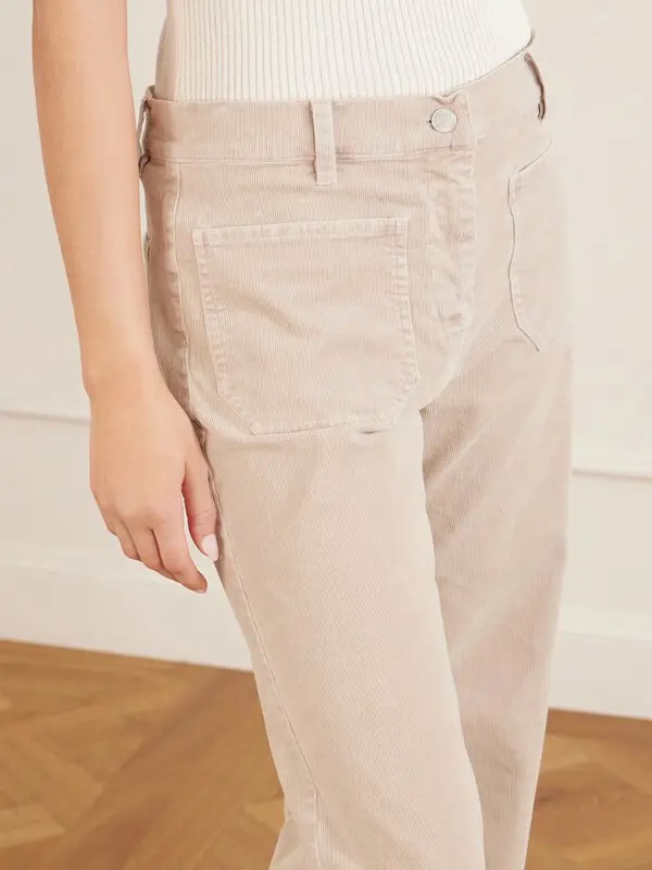 NILI LOTAN Florence Cotton-blend Corduroy Flared Pants - Neutrals