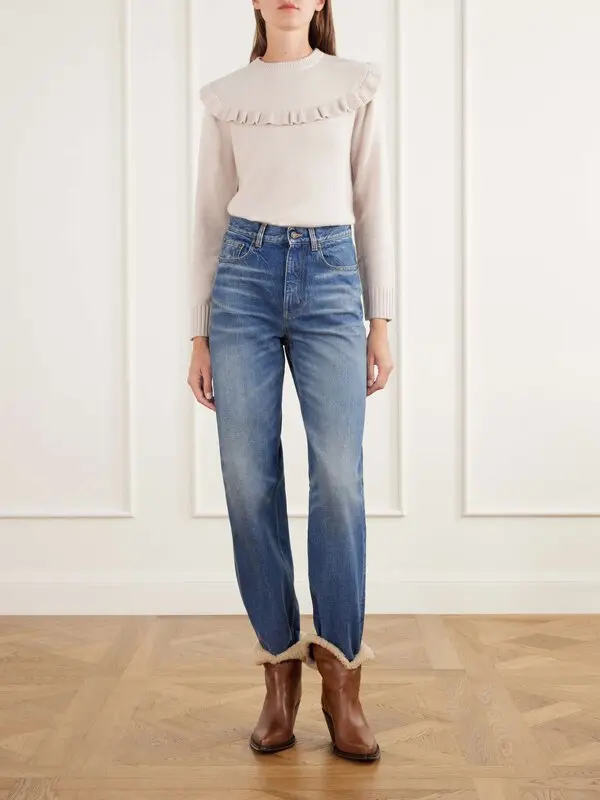 Chloé Ruffled Cashmere And Wool-blend Sweater - Ivory