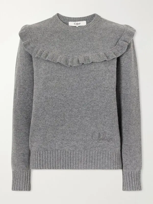 Chloé Ruffled Cashmere And Wool-blend Sweater
