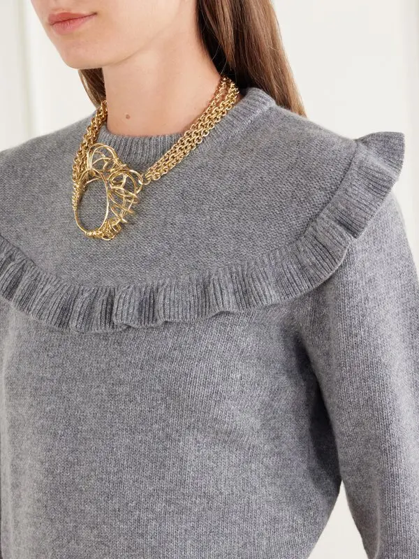 Chloé Ruffled Cashmere And Wool-blend Sweater