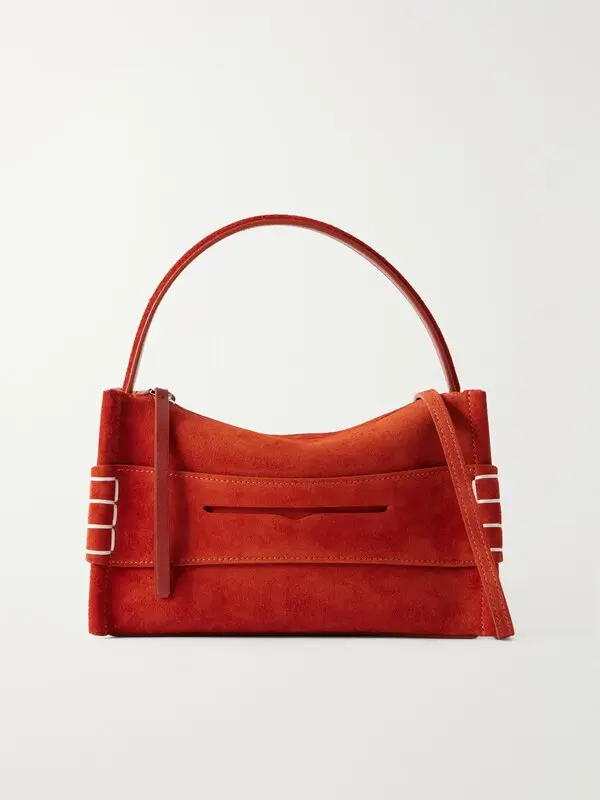JW Anderson Loafer Small Suede Shoulder Bag - Orange