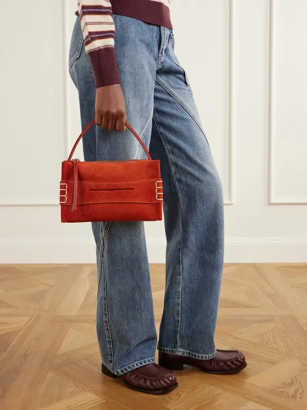 JW Anderson Loafer Small Suede Shoulder Bag - Orange